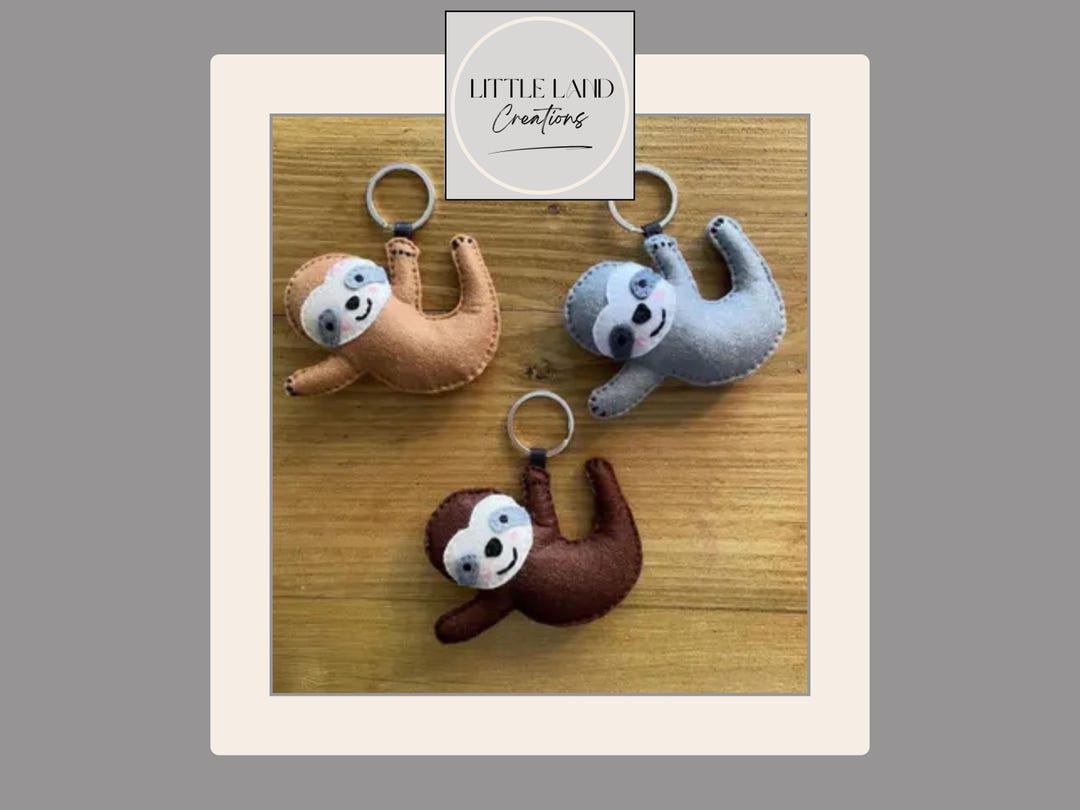 Sloth Keychain | Sloth Keyring | Sloth Charm | Felt | Hand-sewn | Sloth ...