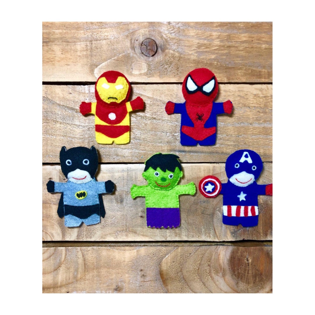 Super Hero Finger Puppets, Handmade Felt Puppets, Super Hero Toys ...