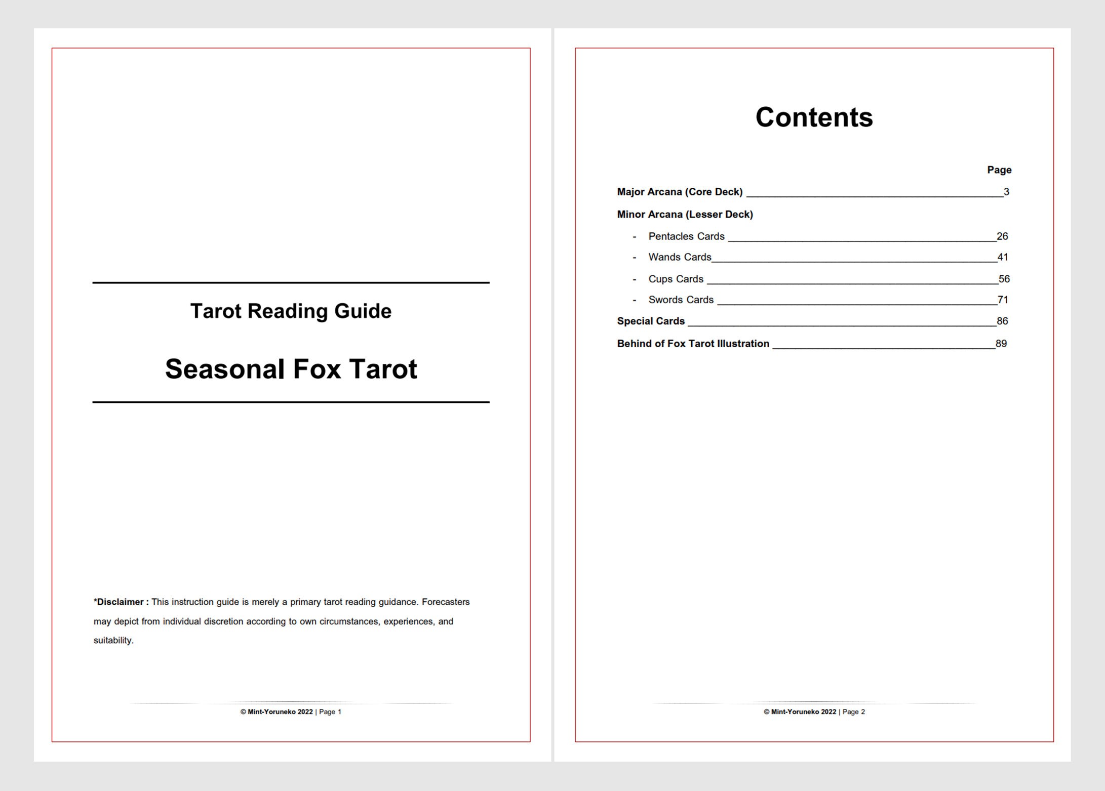 Digital Guidebook (e-book) : Seasonal Fox Tarot (kitsetsu to Kitsune ...