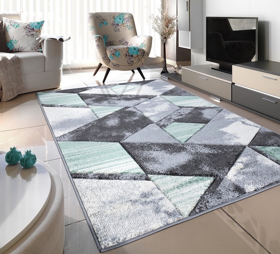 Mint and grey living room store
