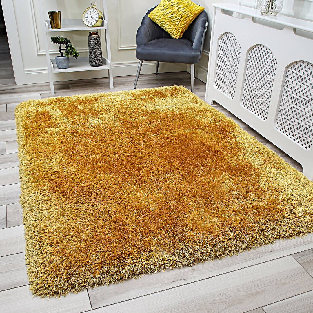 MUSTARD/GOLD POLAR Silky Soft Extra Thick Shimmering Effect Luxurious ...