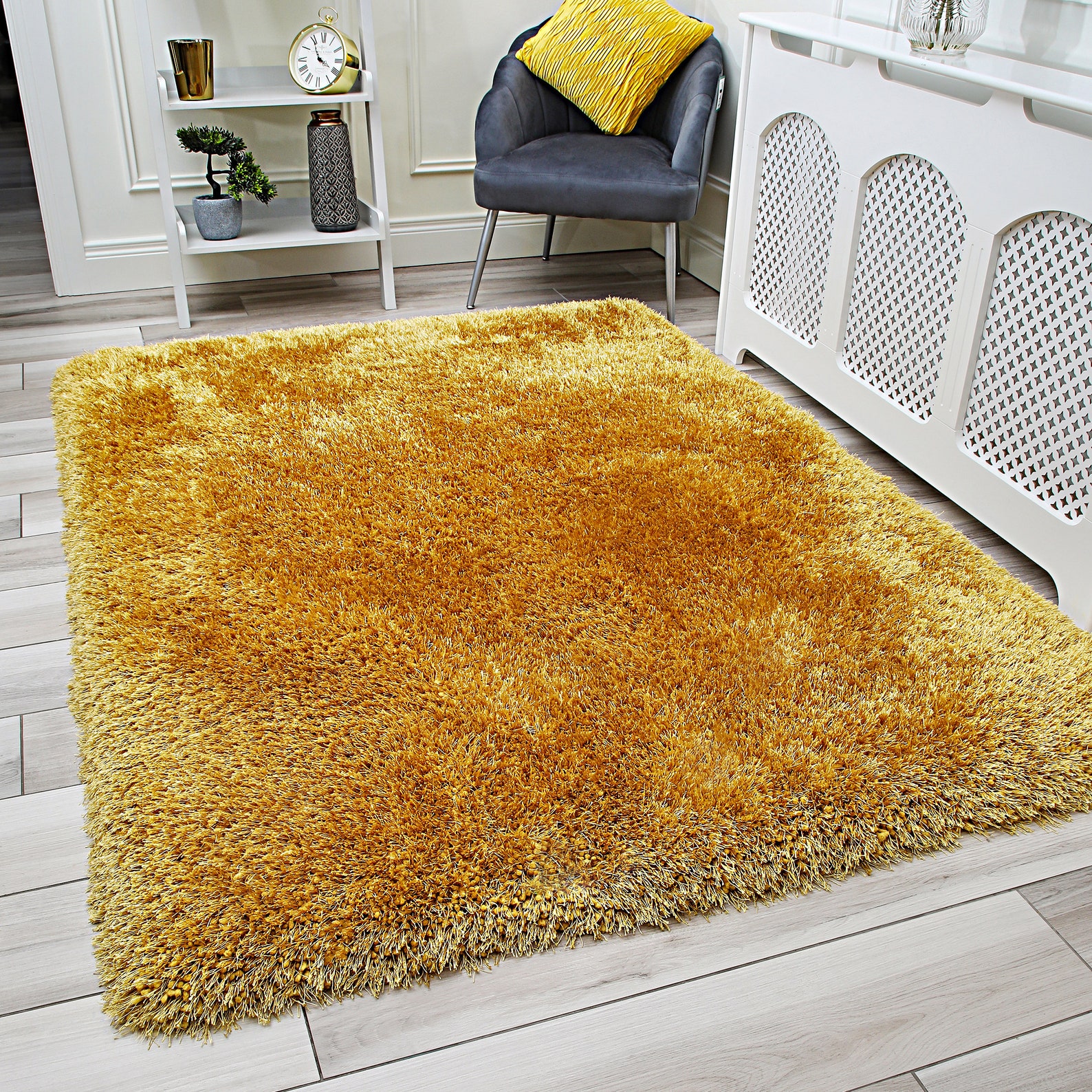 MUSTARD/GOLD POLAR Silky Soft Extra Thick Shimmering Effect Luxurious ...