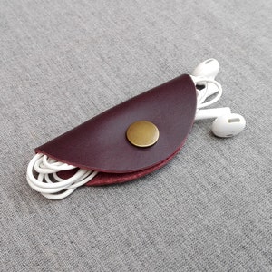 Leather Earbud Wrap Handmade in Black, Brown, Aubergine/eggplant ...