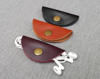 Audio Headphones & Stands handmade headphone holder Leather earbud case ...