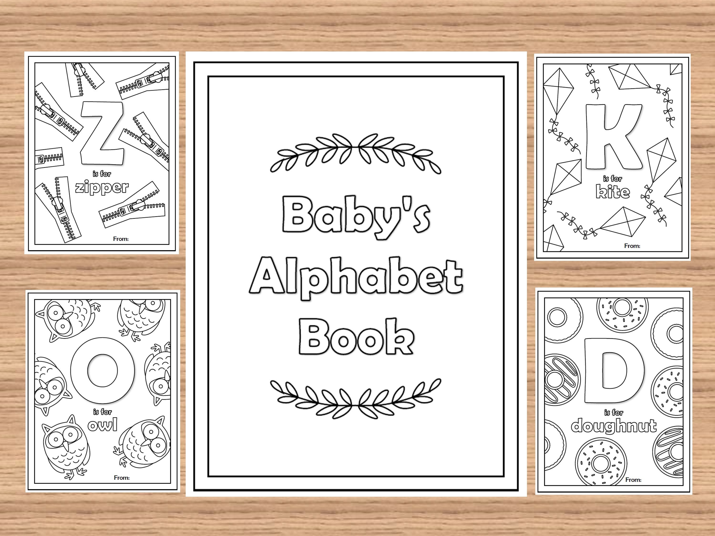 Baby's Alphabet - Coloring Book for Baby Shower Activity Printable ...