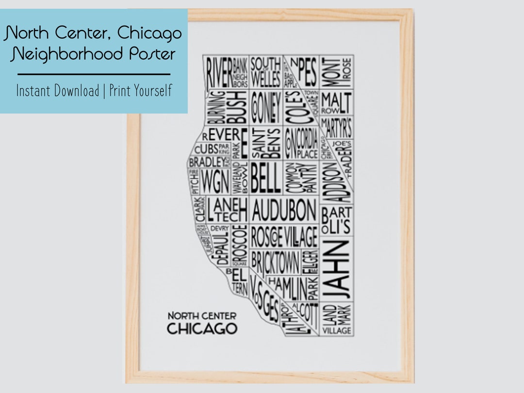 North Center (chicago) Neighborhoods Poster Print - Digital Download - Etsy