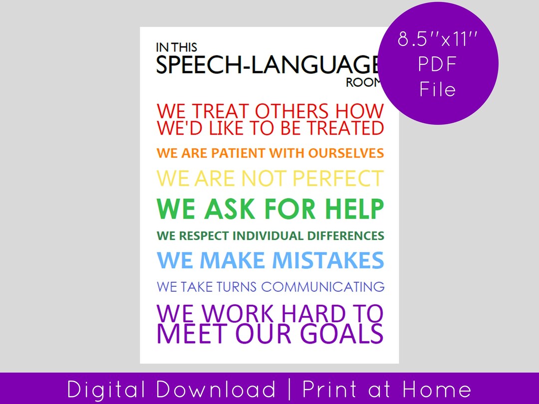 In This Speech-language Room Rainbow Printable Poster-speech Room Decor ...