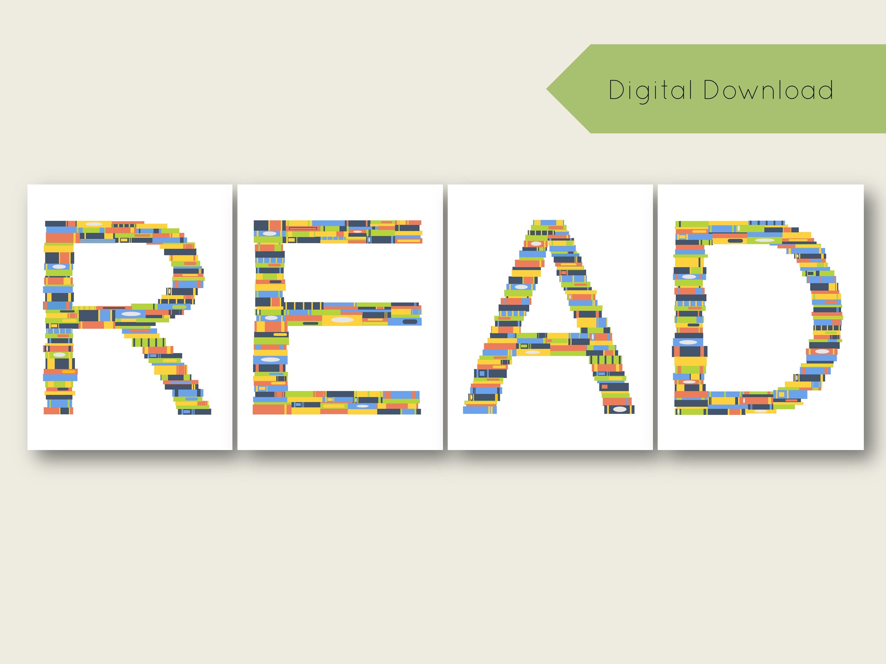 READ Letters Made of Books Printable Download Classroom-bedroom Posters ...