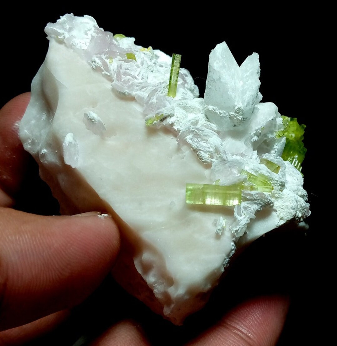 118 Grams Beautiful Rarest Hambergite With Green Tourmaline Specimen ...