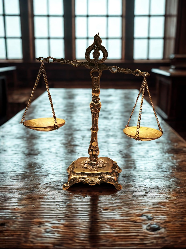 Scales of Justice, Handcrafted Brass Scales of Justice, Law Office ...