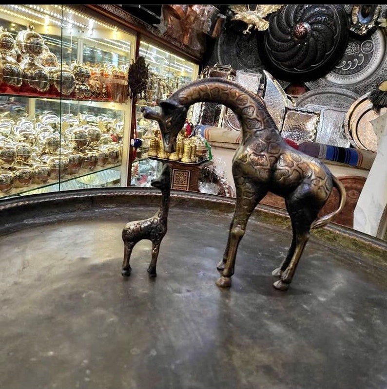 Yellow Copper Giraffe Sculpture Set Handmade Brass Giraffe - Etsy