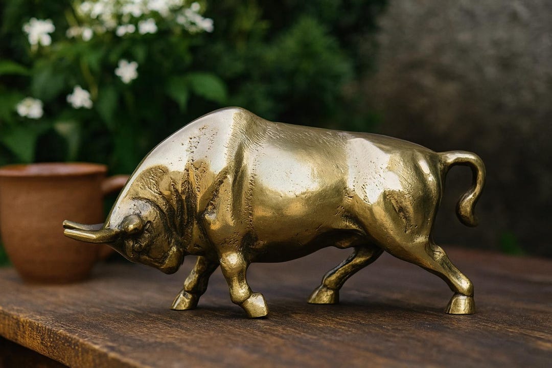 Vintage Copper Taurus Bull Statue, Handmade Brass Spanish Bull, Solid ...