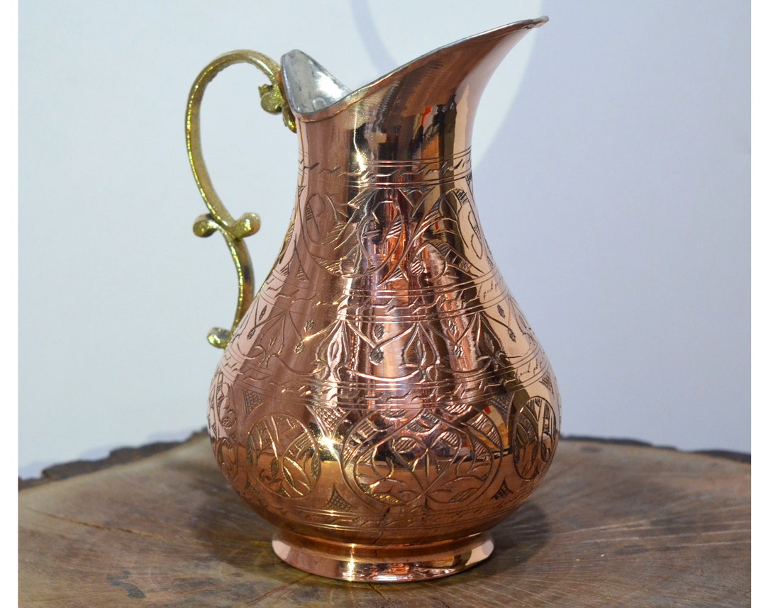 Handcrafted Copper Pitcher, Pure Copper Water Jug, Moscow Mule Pitcher ...