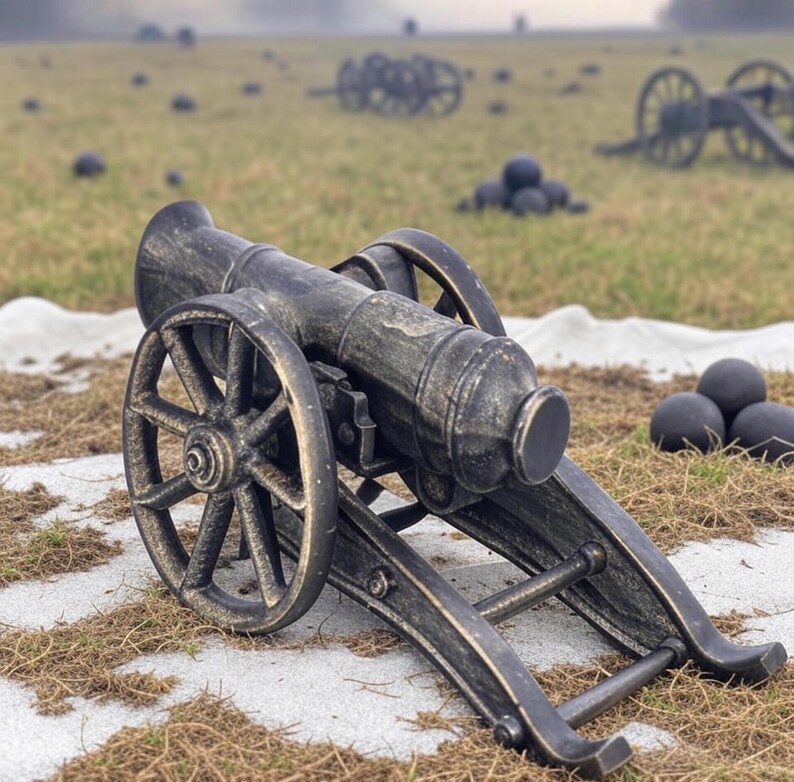 Vintage Cast Iron Cannon Miniature, Civil War Style Decorative ...
