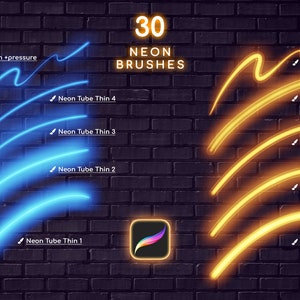 Neon Procreate Brushes; Neon Sign Procreate Brush Set; Neon Brushes ...