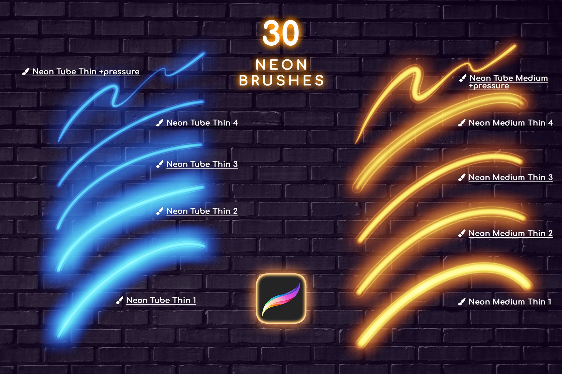 Neon Procreate Brushes; Neon Sign Procreate Brush Set; Neon Brushes ...
