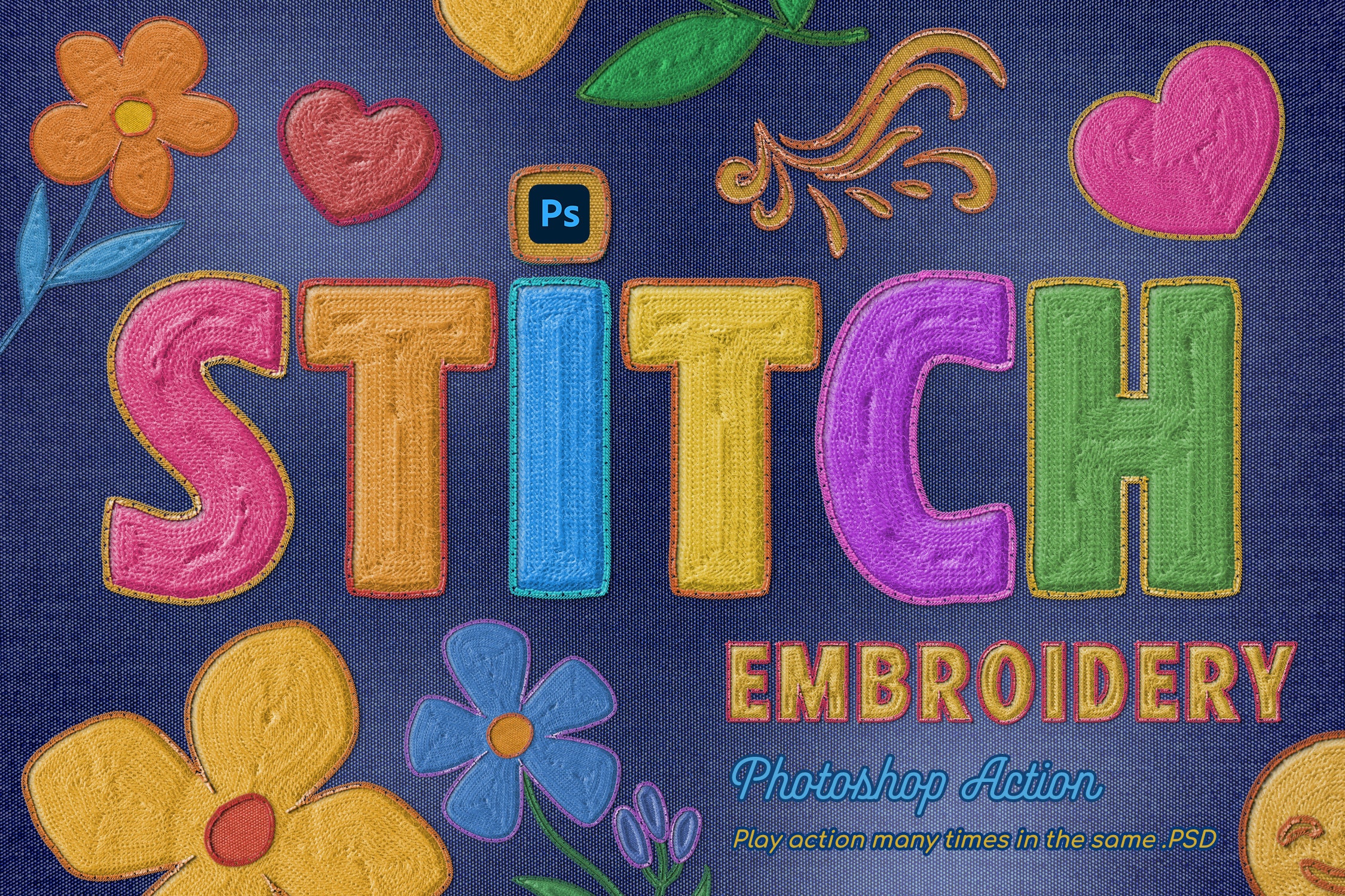 Embroidery Photoshop Action - Etsy