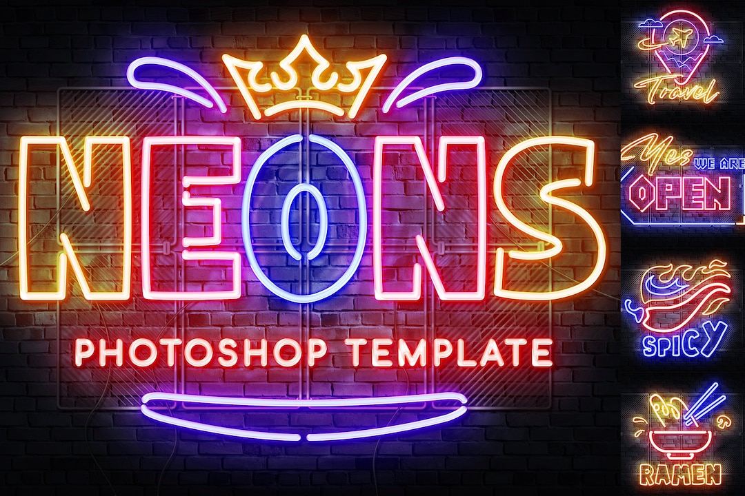 Neon Outline Photoshop Effect - Etsy