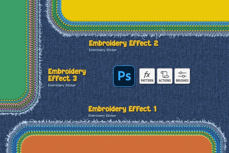 Embroidery Sticker Photoshop Action - Etsy