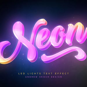 Led Lights - 6 Photoshop Text Effects - 6 PSD - Etsy