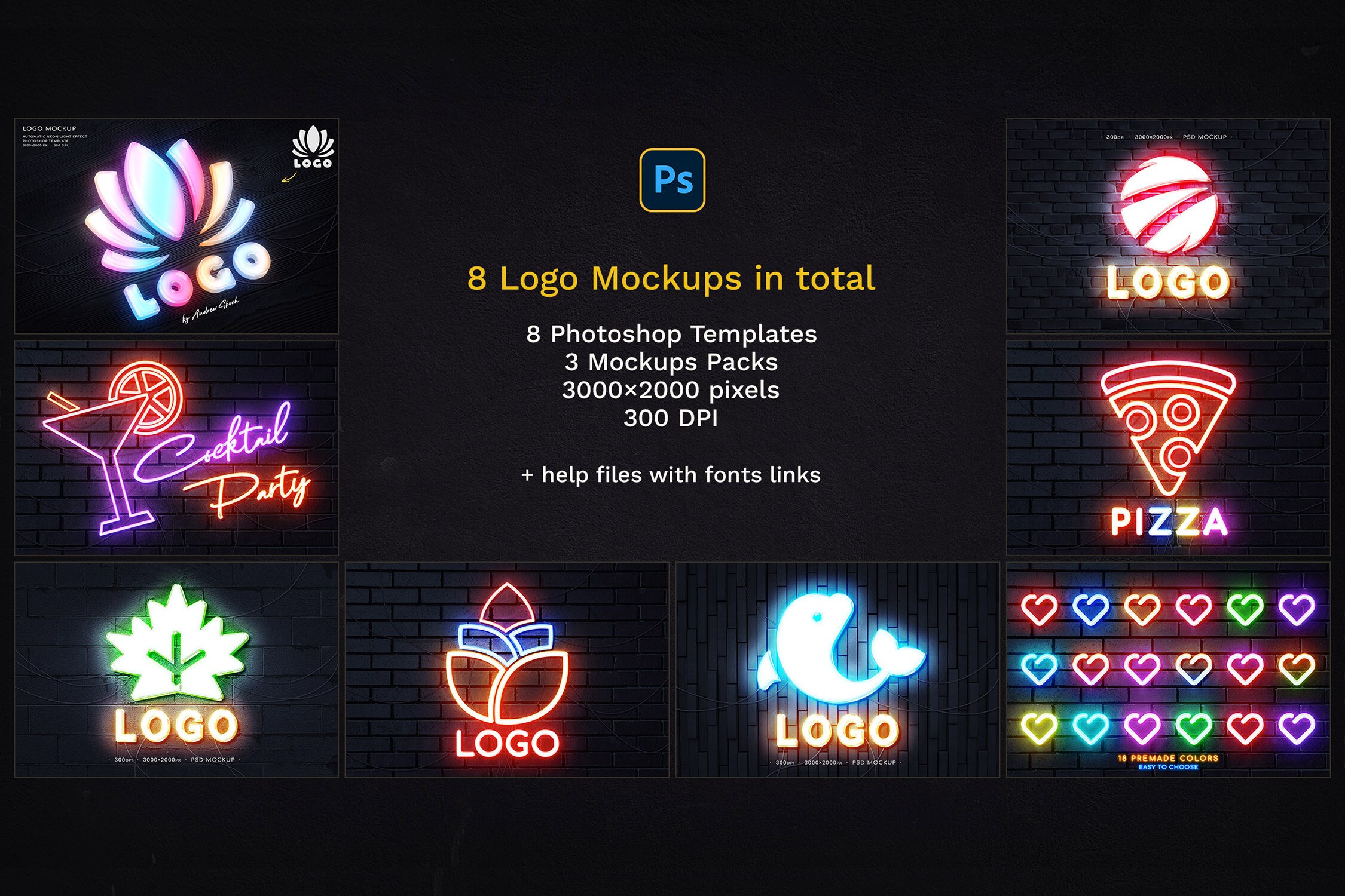 Neon Assets Bundle - Etsy