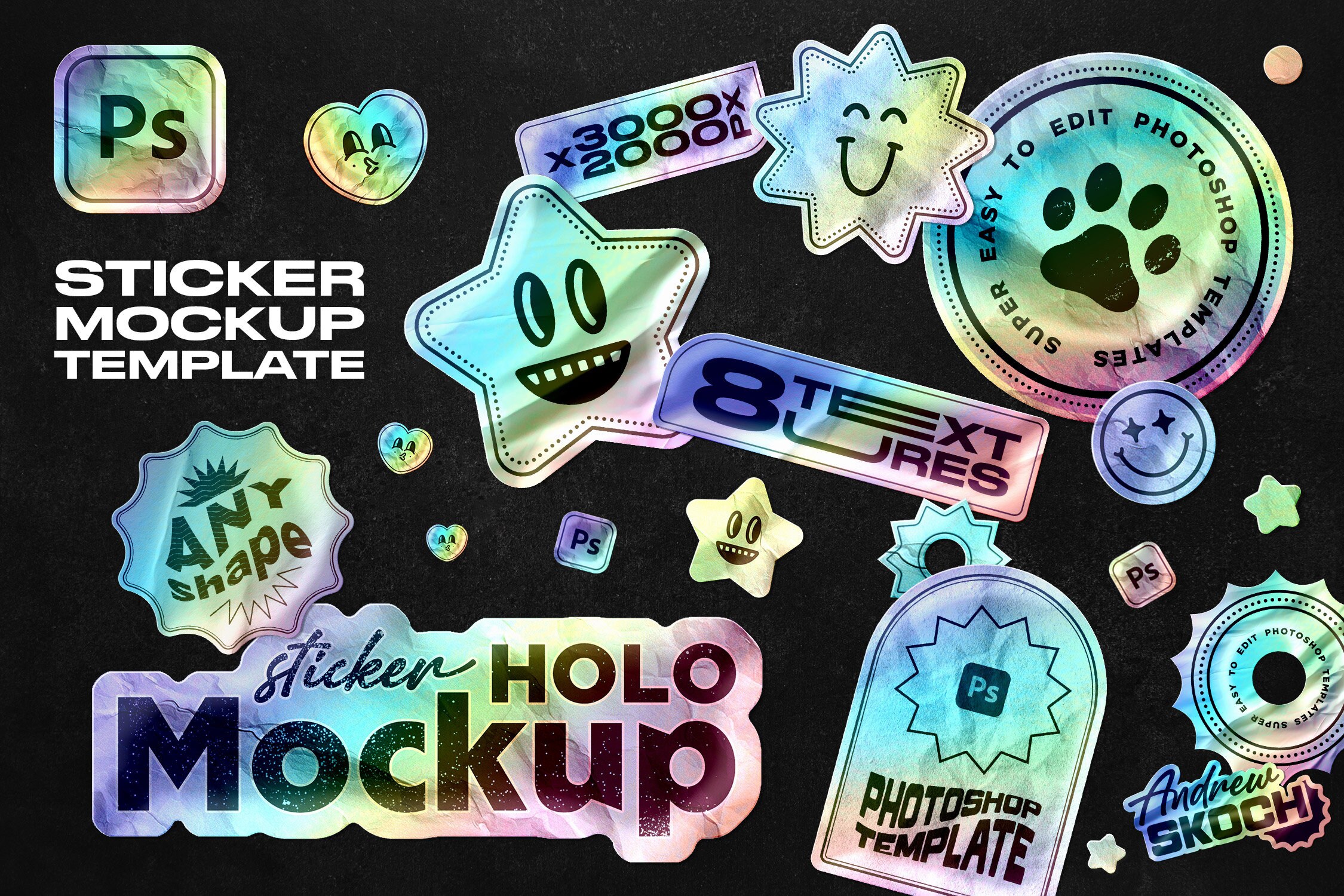 Holographic Sticker Mockup - Etsy