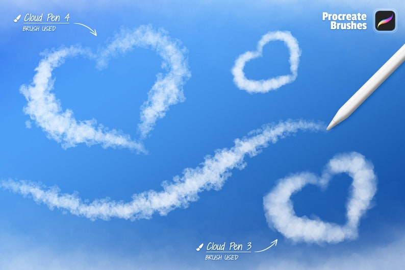 Clouds Procreate Brushes - Sky Writing Text Procreate Brush - Sky Text ...