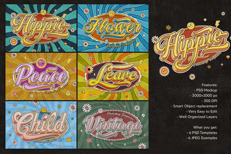 Retro Hippie Text Effects - Etsy