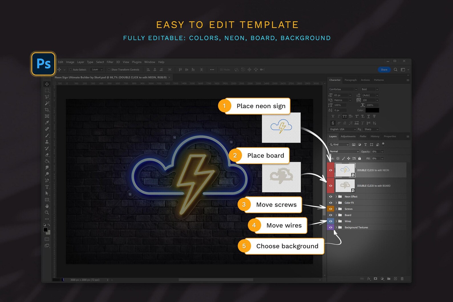 Neon Sign Ultimate Builder - Custom Neon Sign - Neon Sign Photoshop ...
