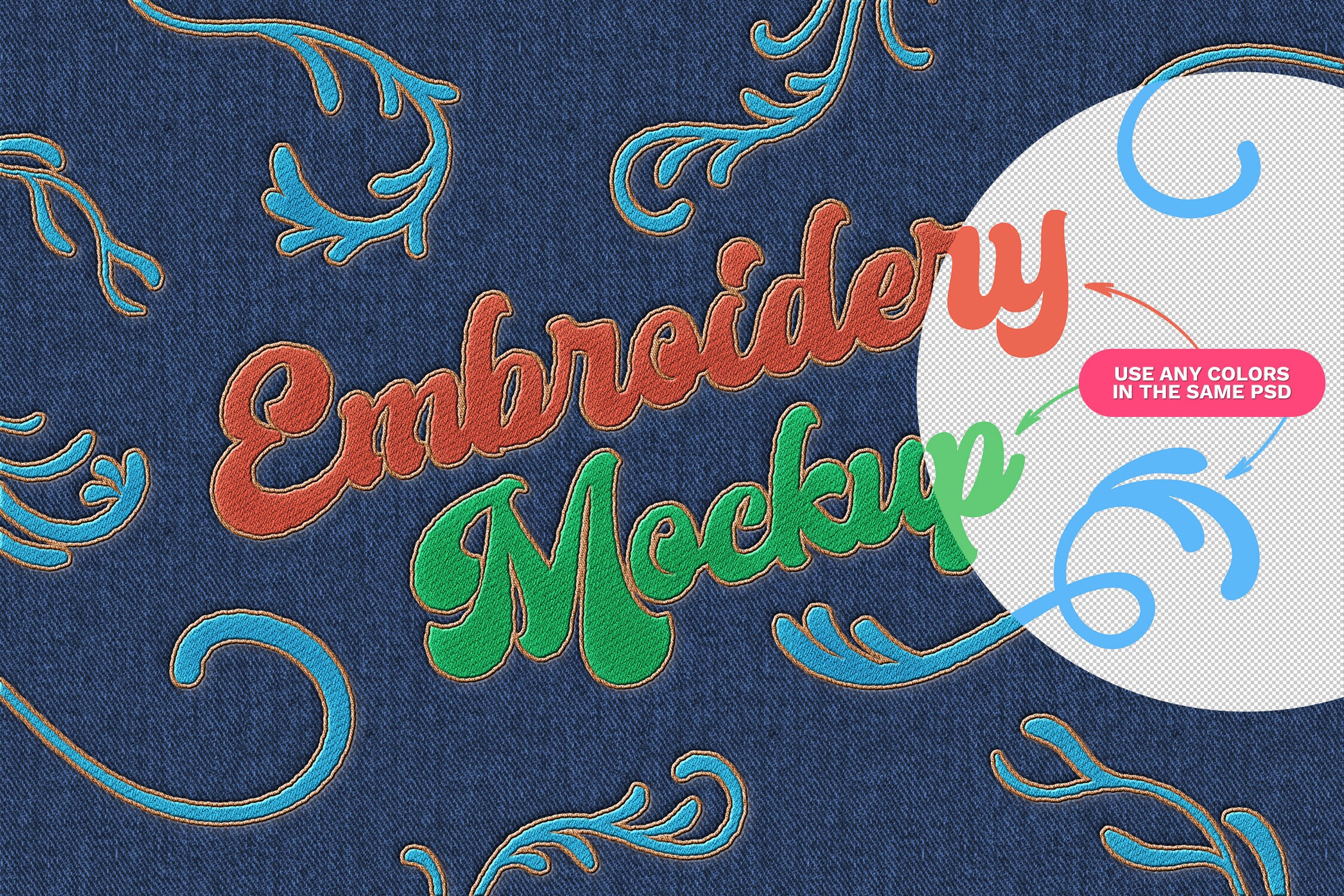 Embroidery Mockup - Stitch Effect - Easy to Use Photoshop Template ...