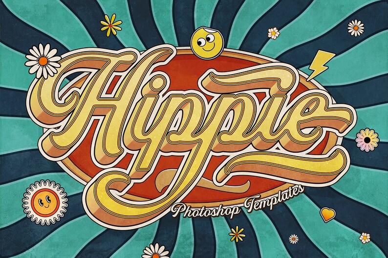 Retro Hippie Text Effects - Etsy