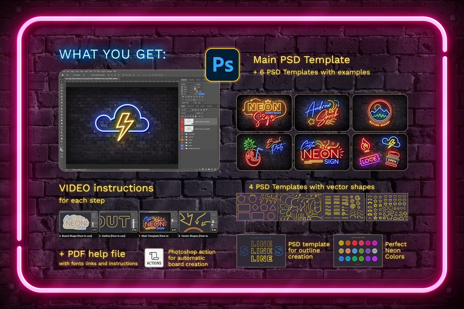 Neon Sign Ultimate Builder - Custom Neon Sign - Neon Sign Photoshop ...