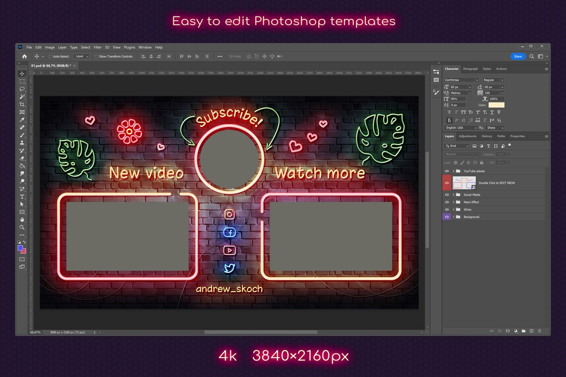 Neon Youtube End Screens - Etsy