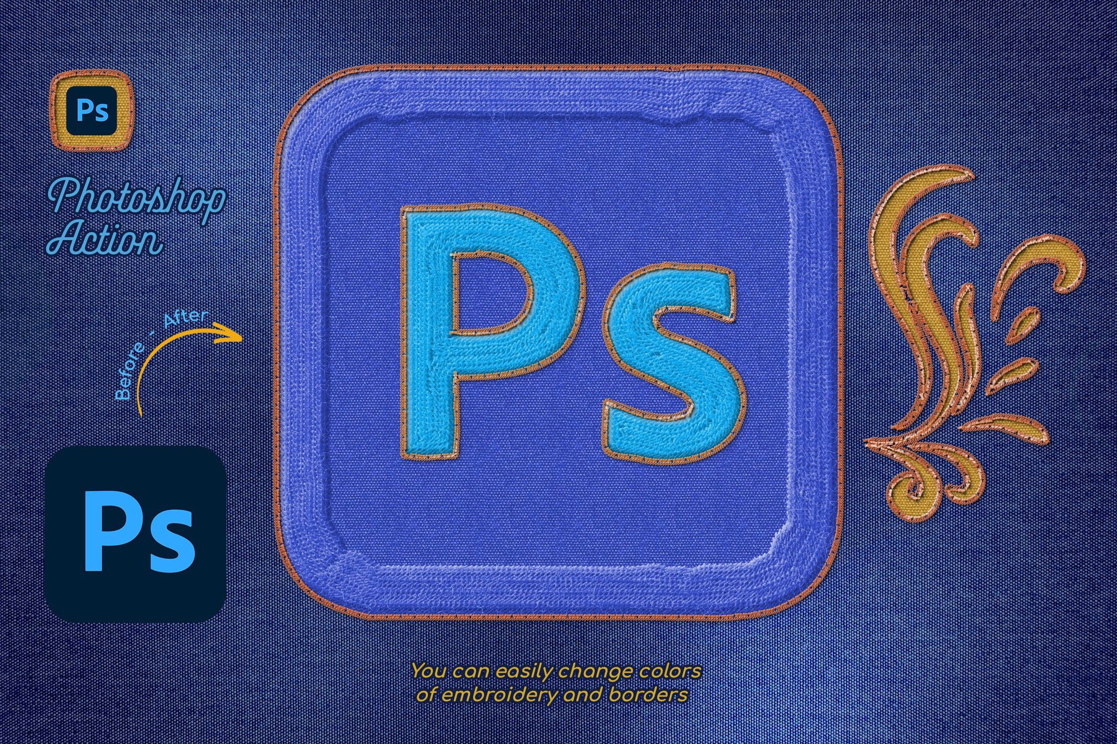 Embroidery Photoshop Action - Etsy