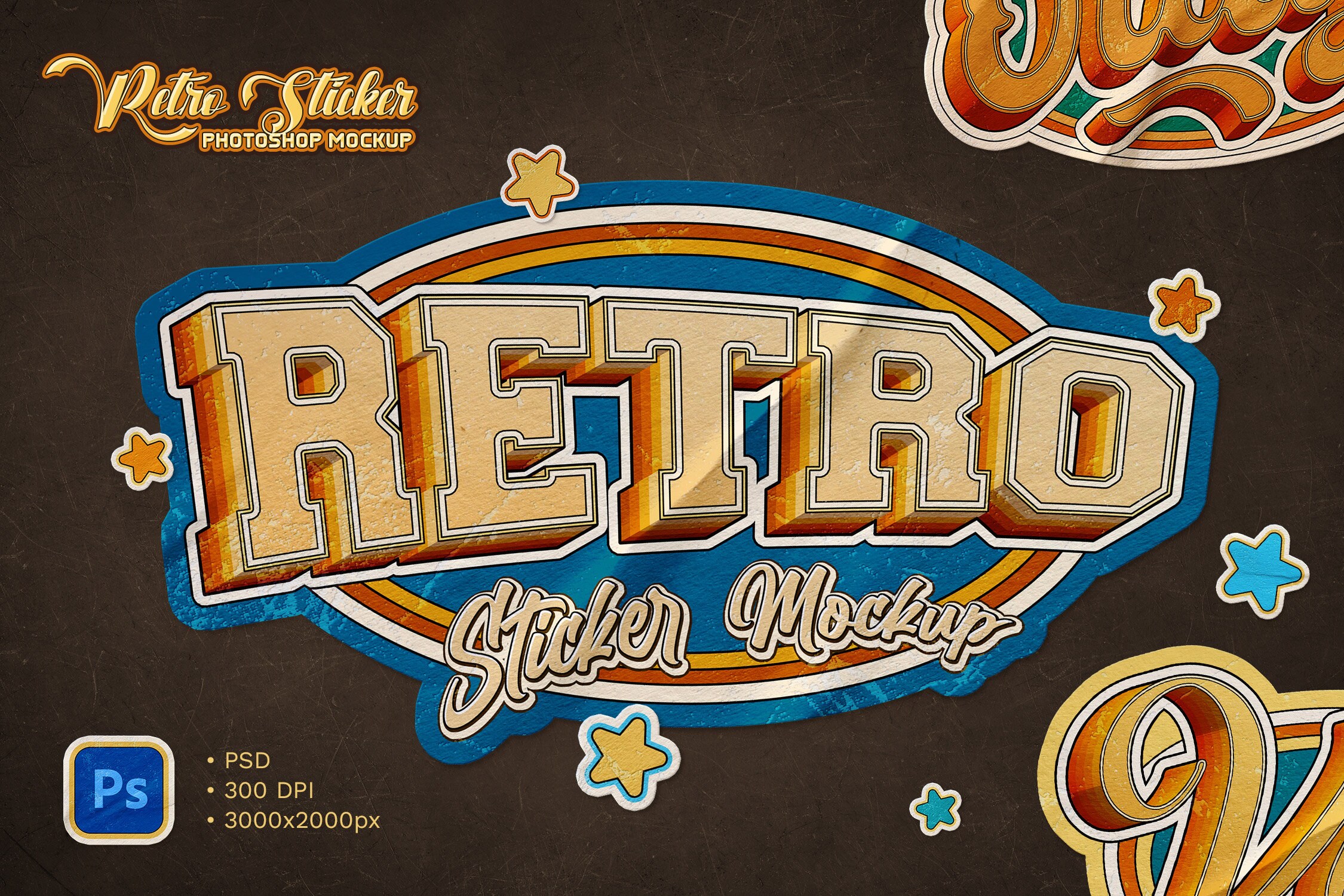 Retro Sticker Mockup - Etsy