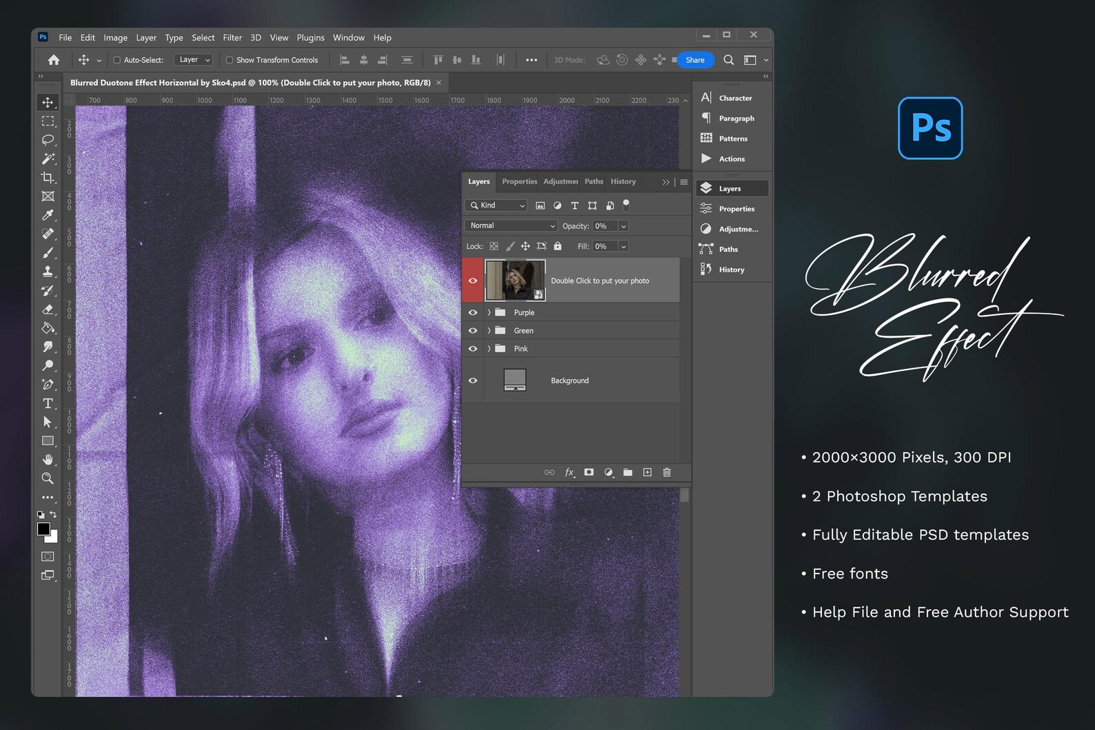 Blurred Photo Effect - Portrait Blur Photoshop Template - Etsy