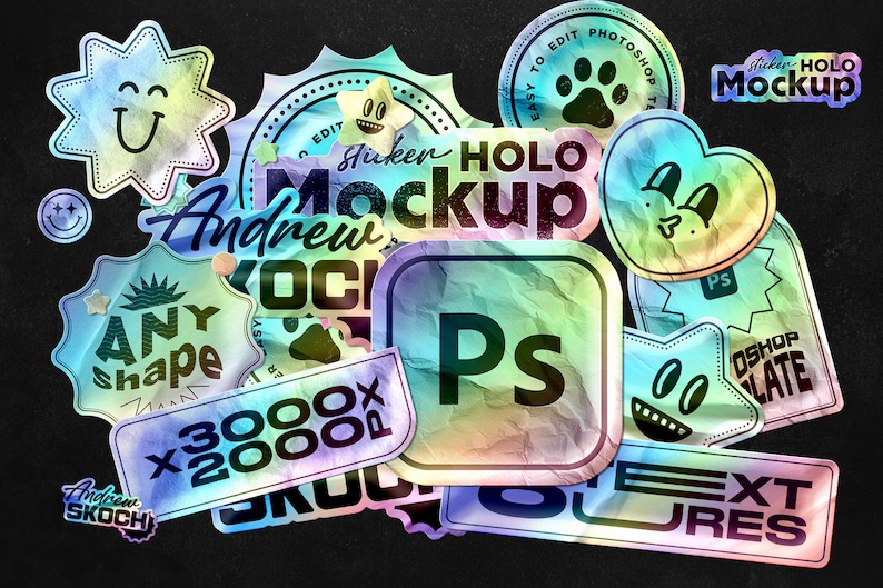 Holographic Sticker Mockup - Etsy