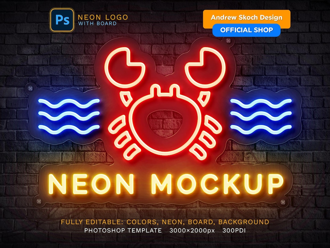 Neon Logo Mockup - Etsy