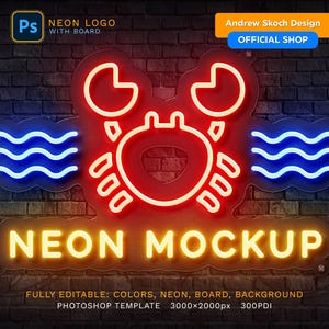 Neon Logo Mockup - Etsy