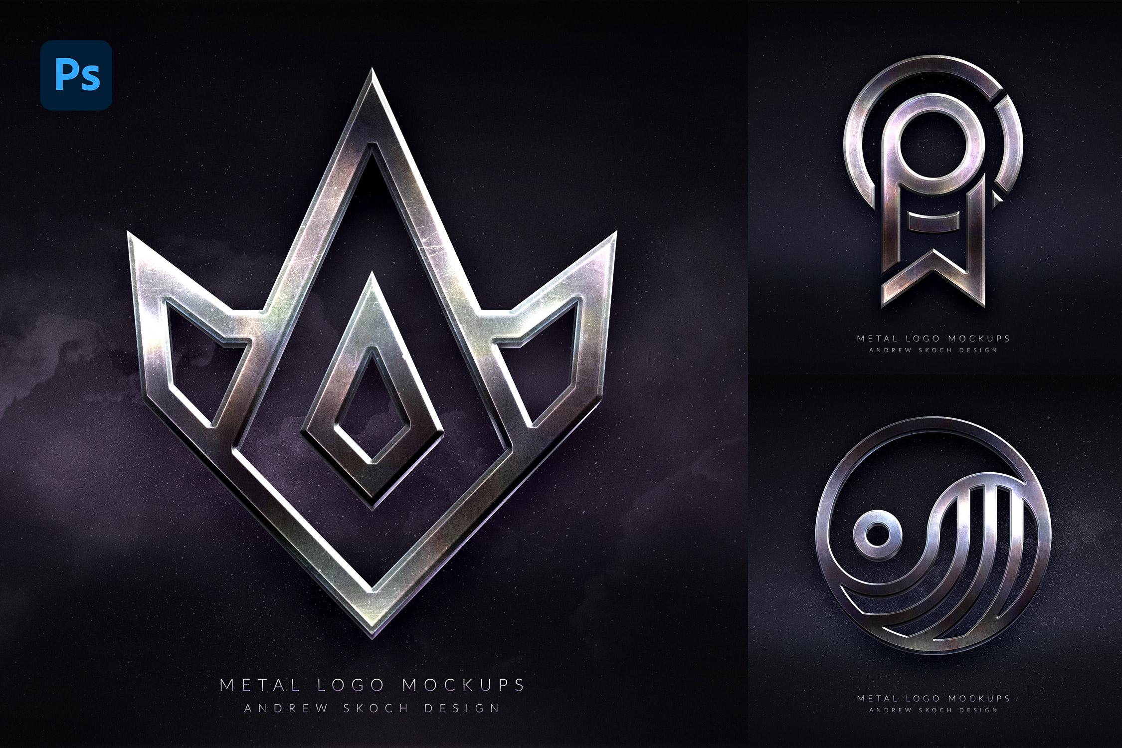 Metal Logo Photoshop Mockups - Metal Effect for Logos - Scratched Metal ...