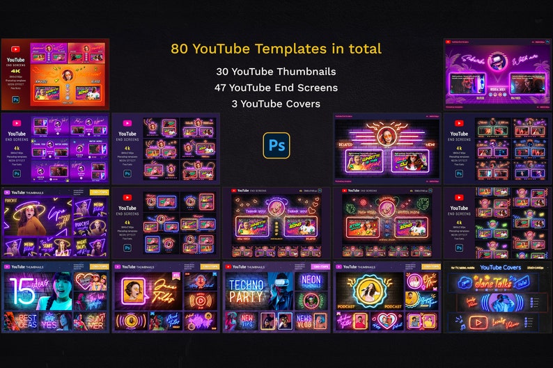 Neon Assets Bundle - Etsy