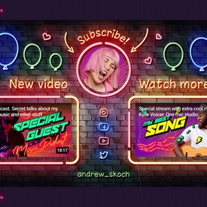 Neon Youtube End Screens - Etsy