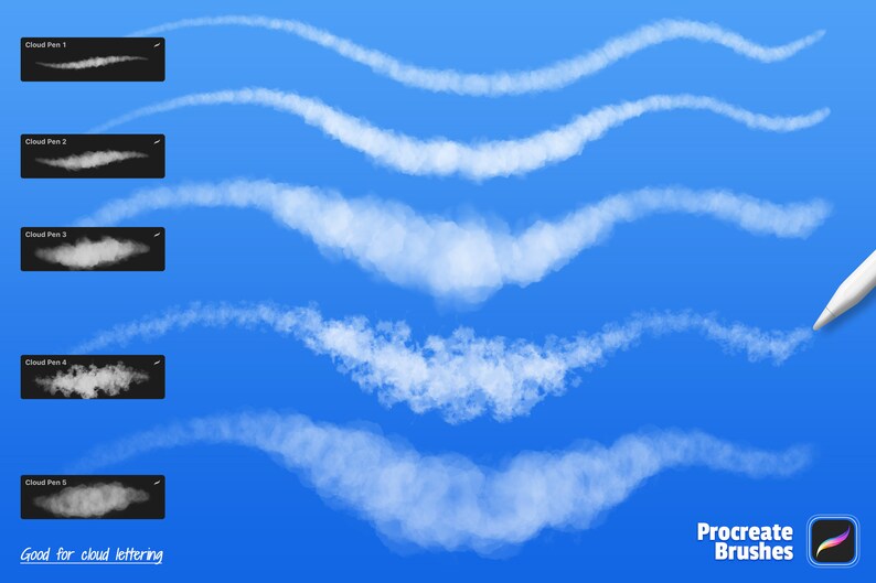 Clouds Procreate Brushes - Sky Writing Text Procreate Brush - Sky Text ...