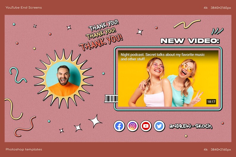 Colorful Youtube End Screens - Etsy