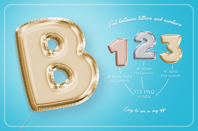 Foil Balloon PNG Letters - Etsy