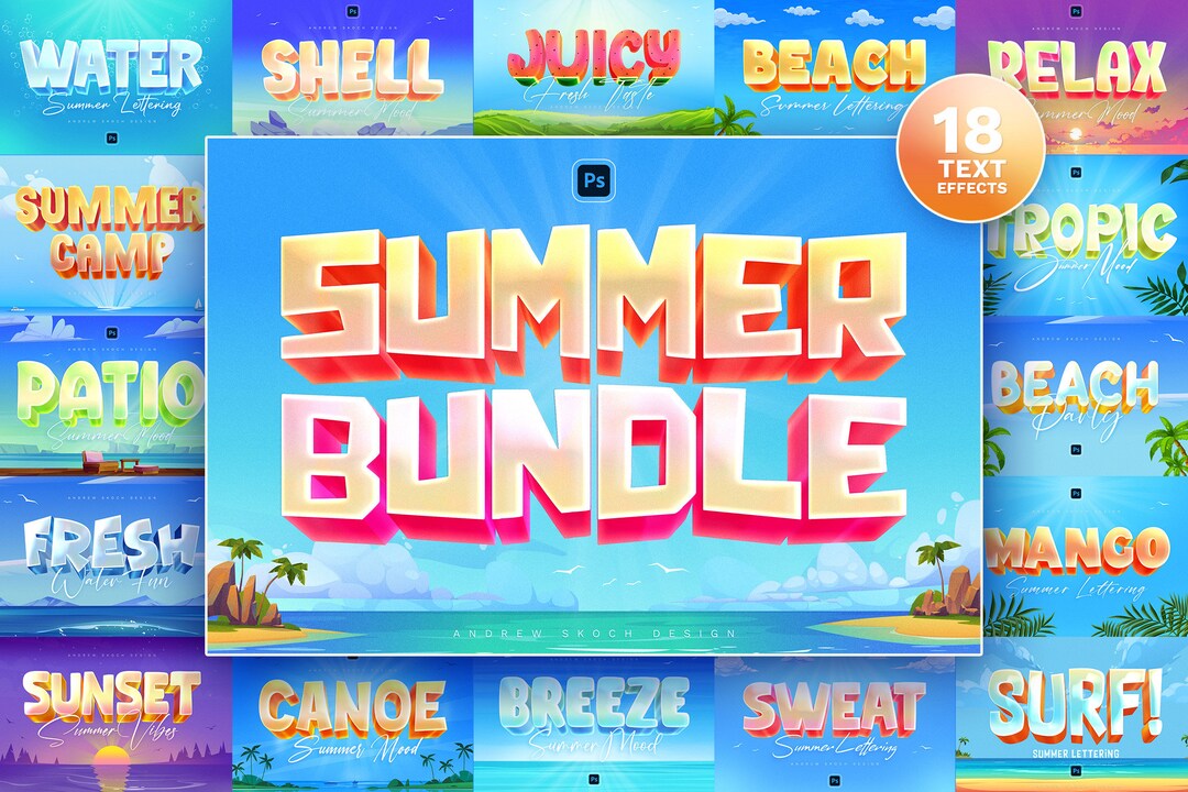 Summer Text Effects Bundle - Etsy
