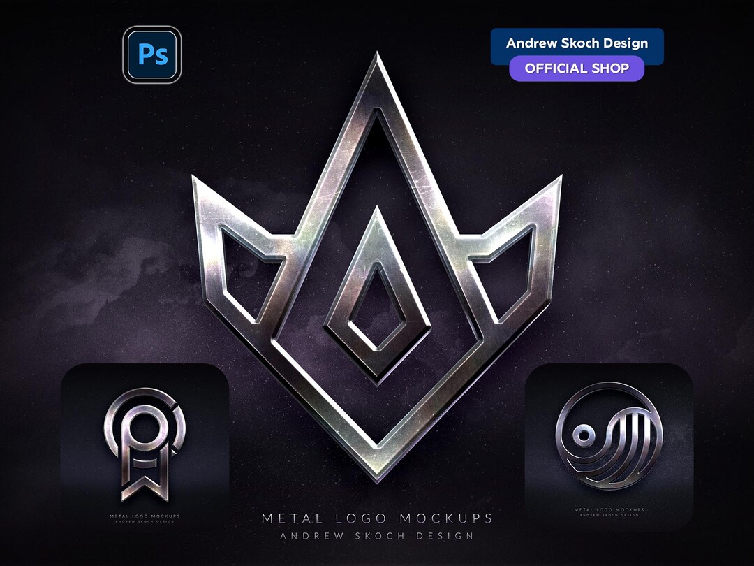 Metal Logo Photoshop Mockups - Metal Effect for Logos - Scratched Metal ...