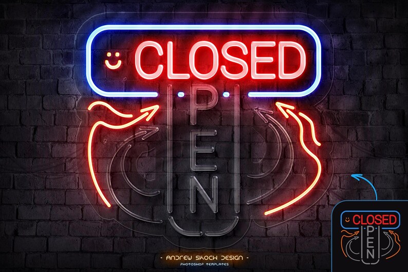 Neon on off Photoshop Template - Neon Open Closed Photoshop Template ...