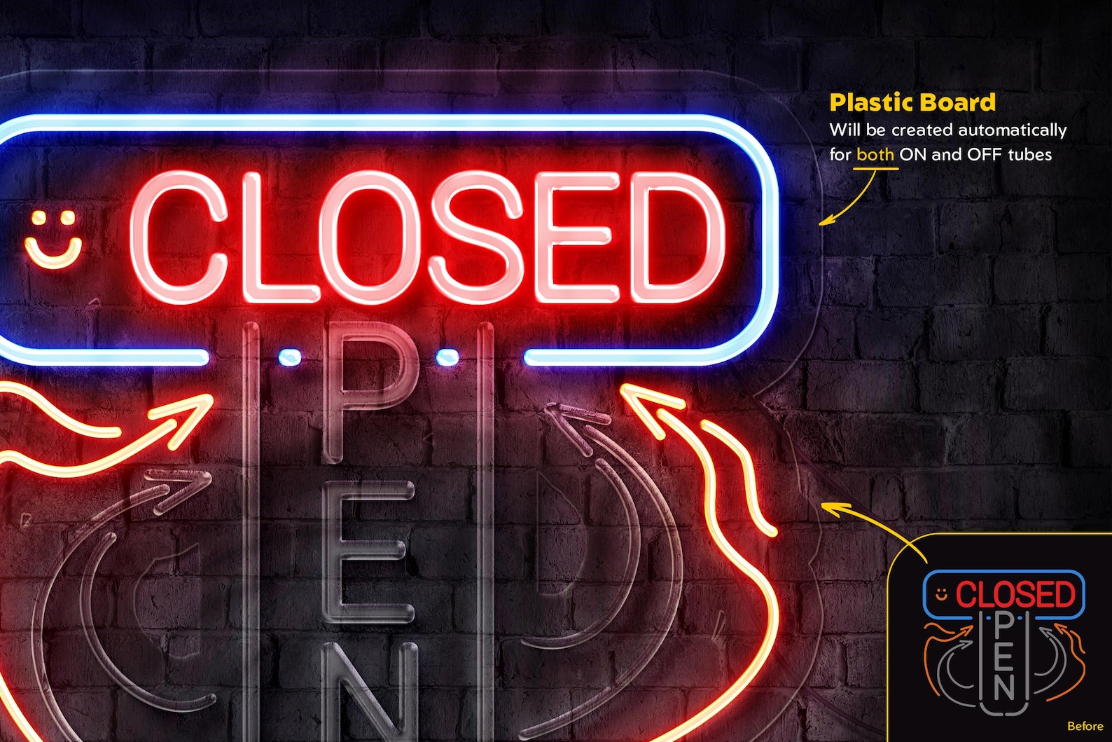 Neon on off Photoshop Template - Neon Open Closed Photoshop Template ...