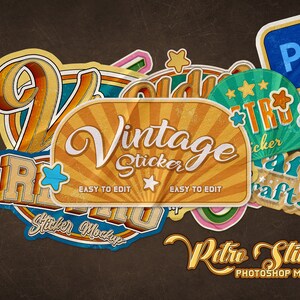 Retro Sticker Mockup - Etsy